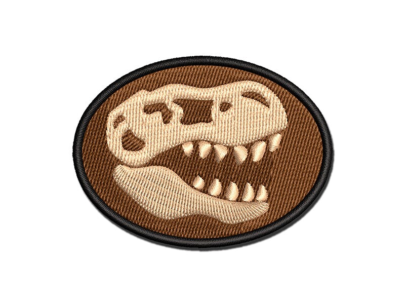 Tyrannosaurus Rex Skull Fossil Multi-Color Embroidered Iron-On or Hook & Loop Patch Applique ...