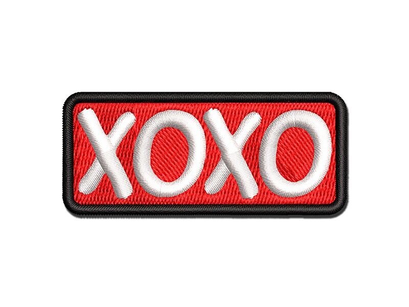 XOXO Hugs Kisses Love Fun Text Multi-Color Embroidered Iron-On or Hook ...