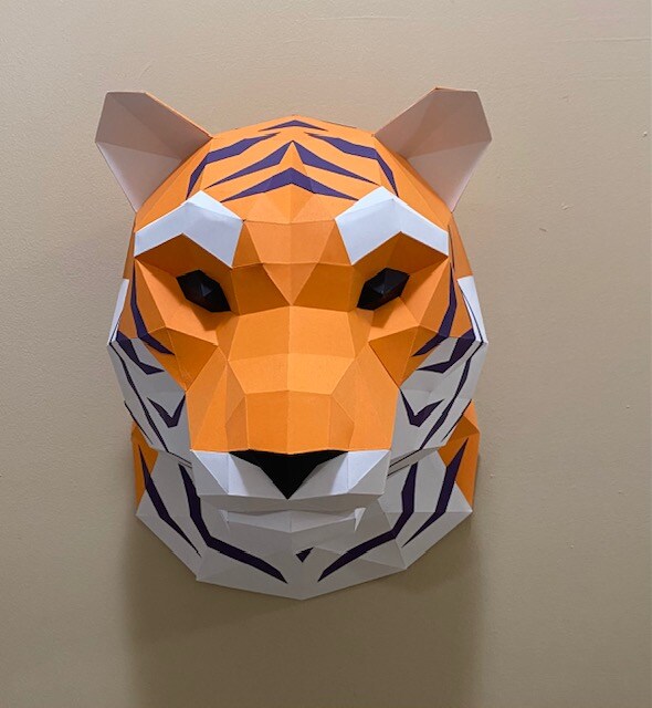CLEMSON UNIVERSITY TIGER Mascot - 3D Poly Papercraft - Tiger Head Wall ...