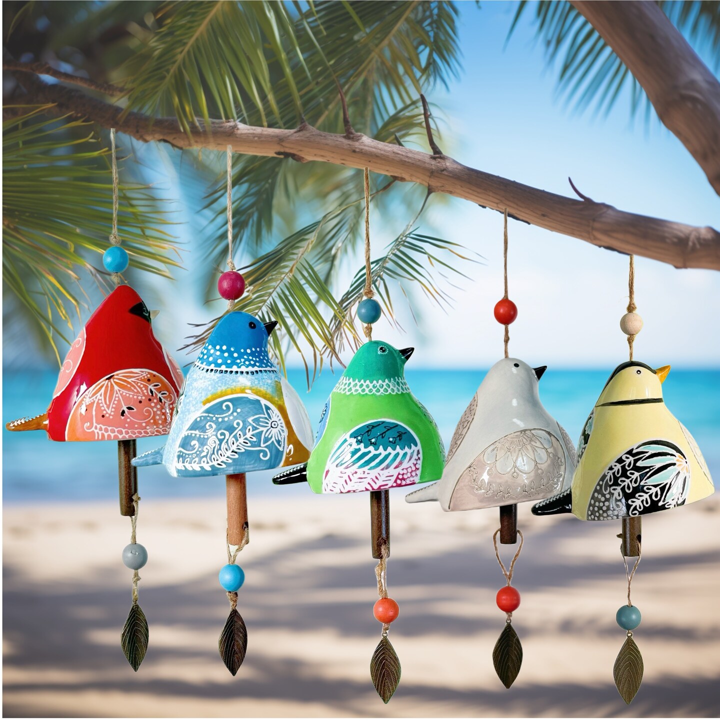 Handmade Ceramic Bird Figurine Wind Chimes, Melodious Bird Figurine ...