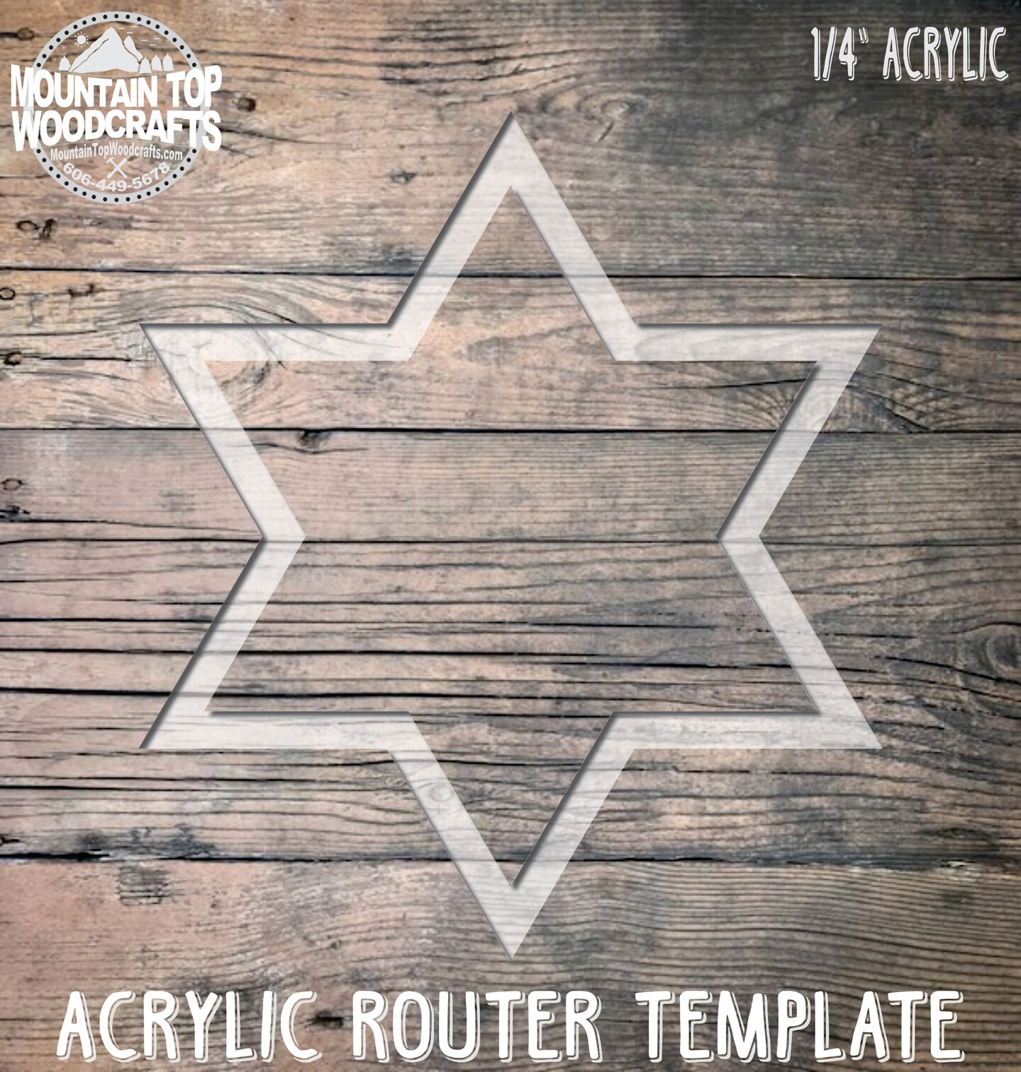 Star 6 Point Section Tray ~ Acrylic Inlay Wood Router Template Stencil ...