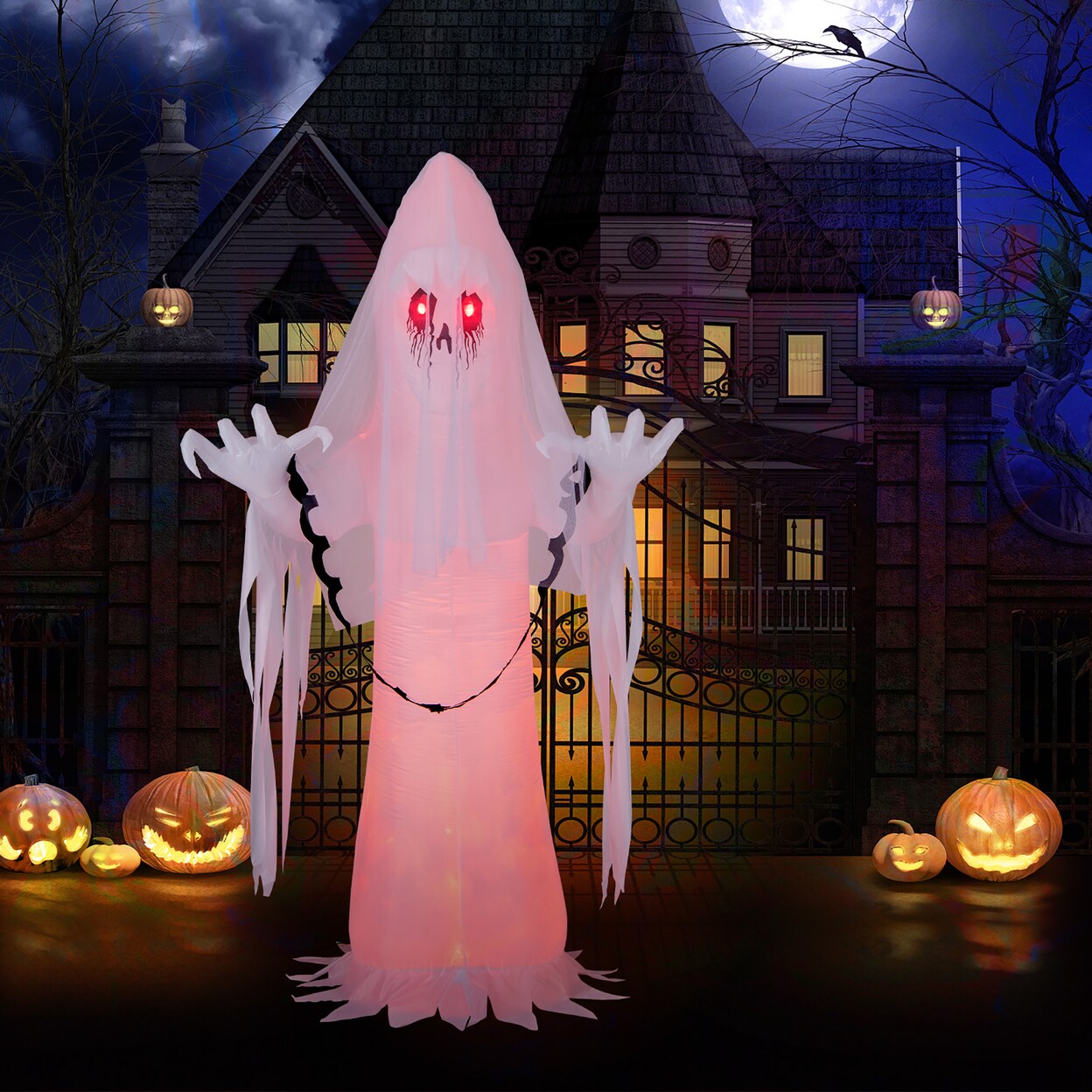 8 Ft Inflatable Ghost Bride Outdoor Halloween Decoration W/ Rotating ...