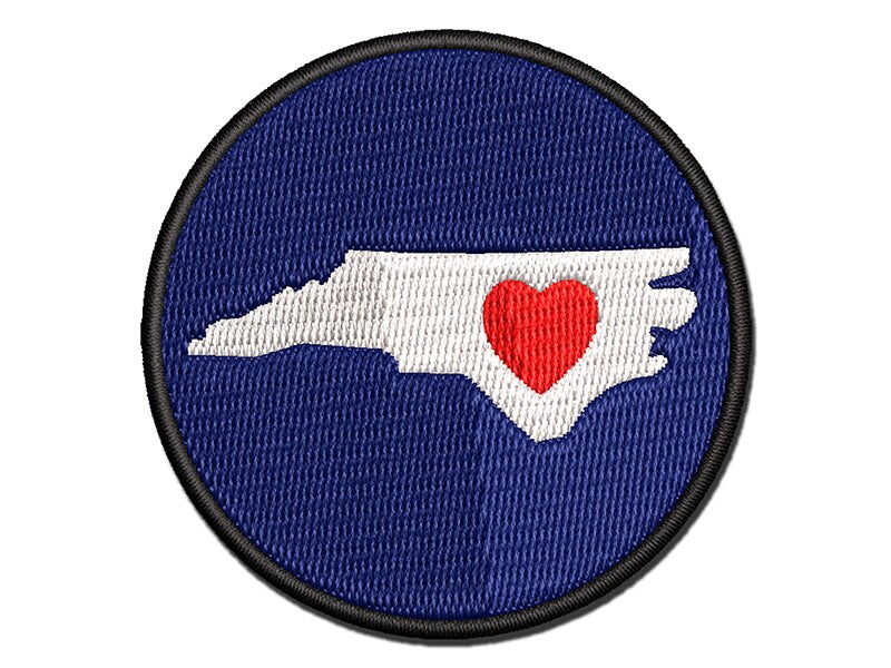 North Carolina State with Heart Multi-Color Embroidered Iron-On or Hook ...