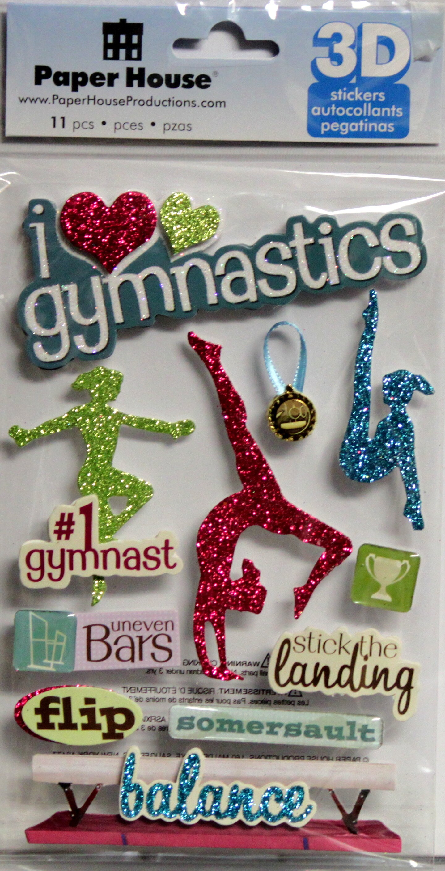 Paper House I love Gymnastics Dimensional Stickers | Michaels