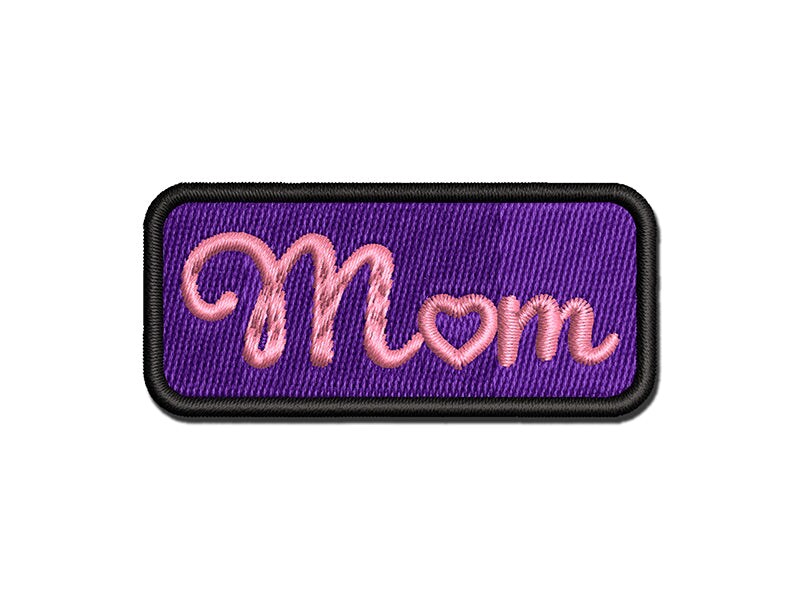 Mom with Heart Multi-Color Embroidered Iron-On or Hook & Loop Patch ...