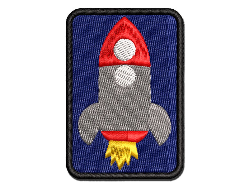 Rocket Ship Doodle Multi-Color Embroidered Iron-On or Hook & Loop Patch ...