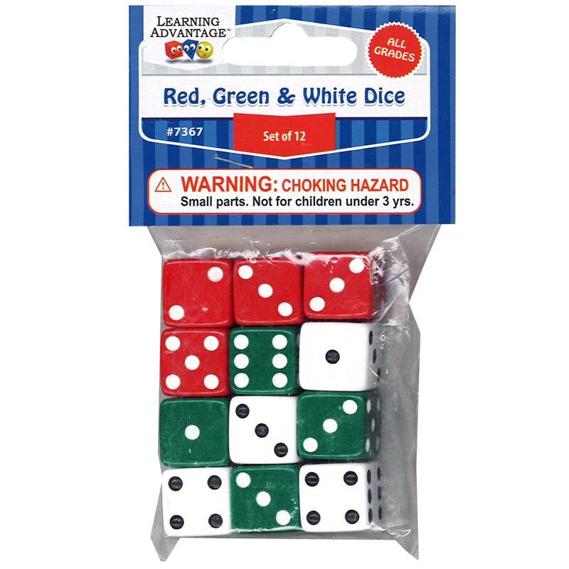 Dot Dice - Red/Green/White - Set of 12 | Michaels