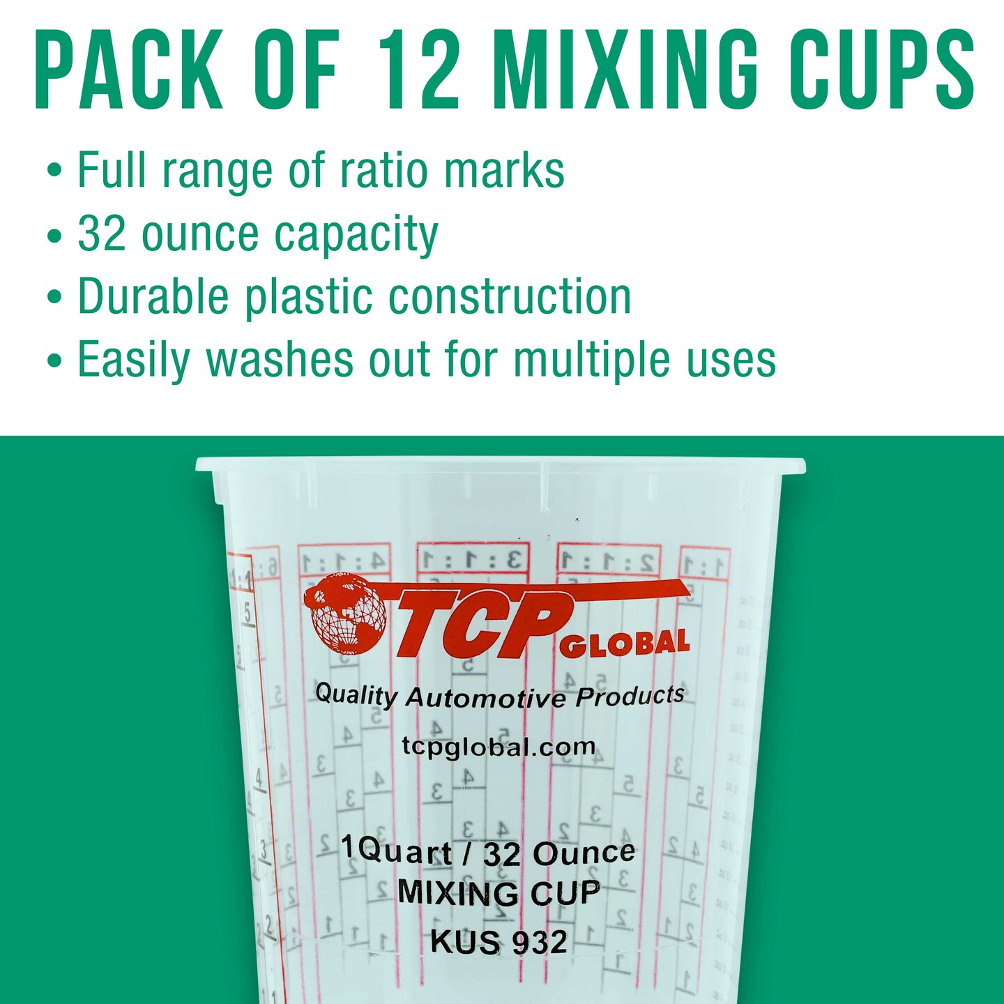 Pack of 12 - Mix Cups - Quart size - 32 ounce Volume Paint and Epoxy ...