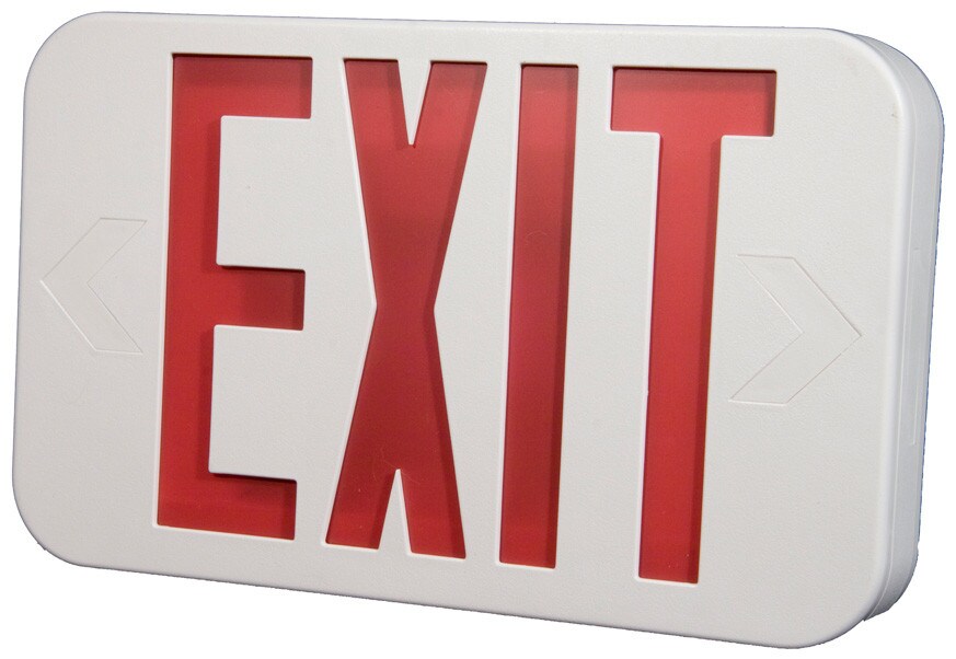 LED Exit Sign Red LED White Housing Battery Backup | Michaels