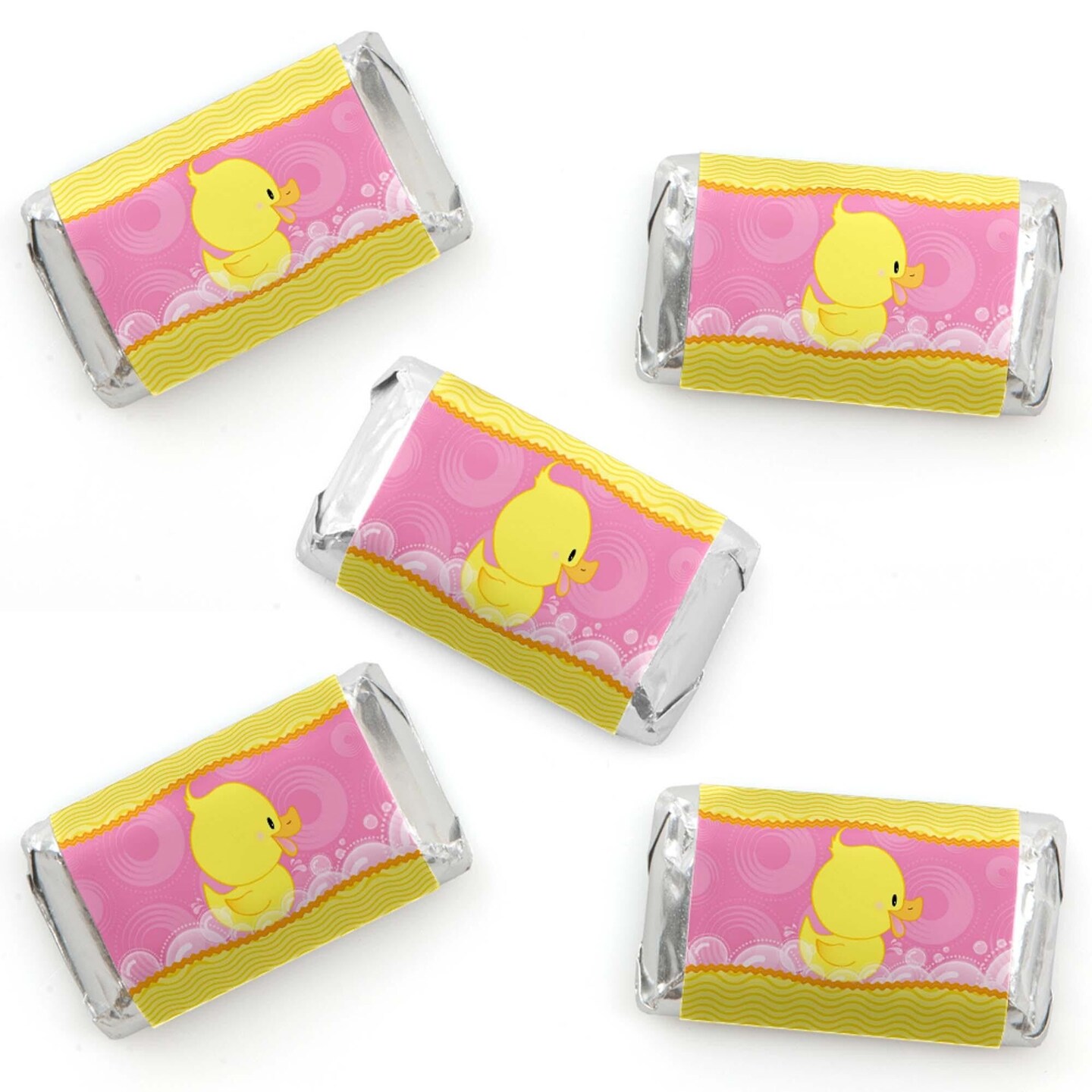 Big Dot of Happiness Pink Ducky Duck - Mini Candy Bar Wrapper Stickers ...