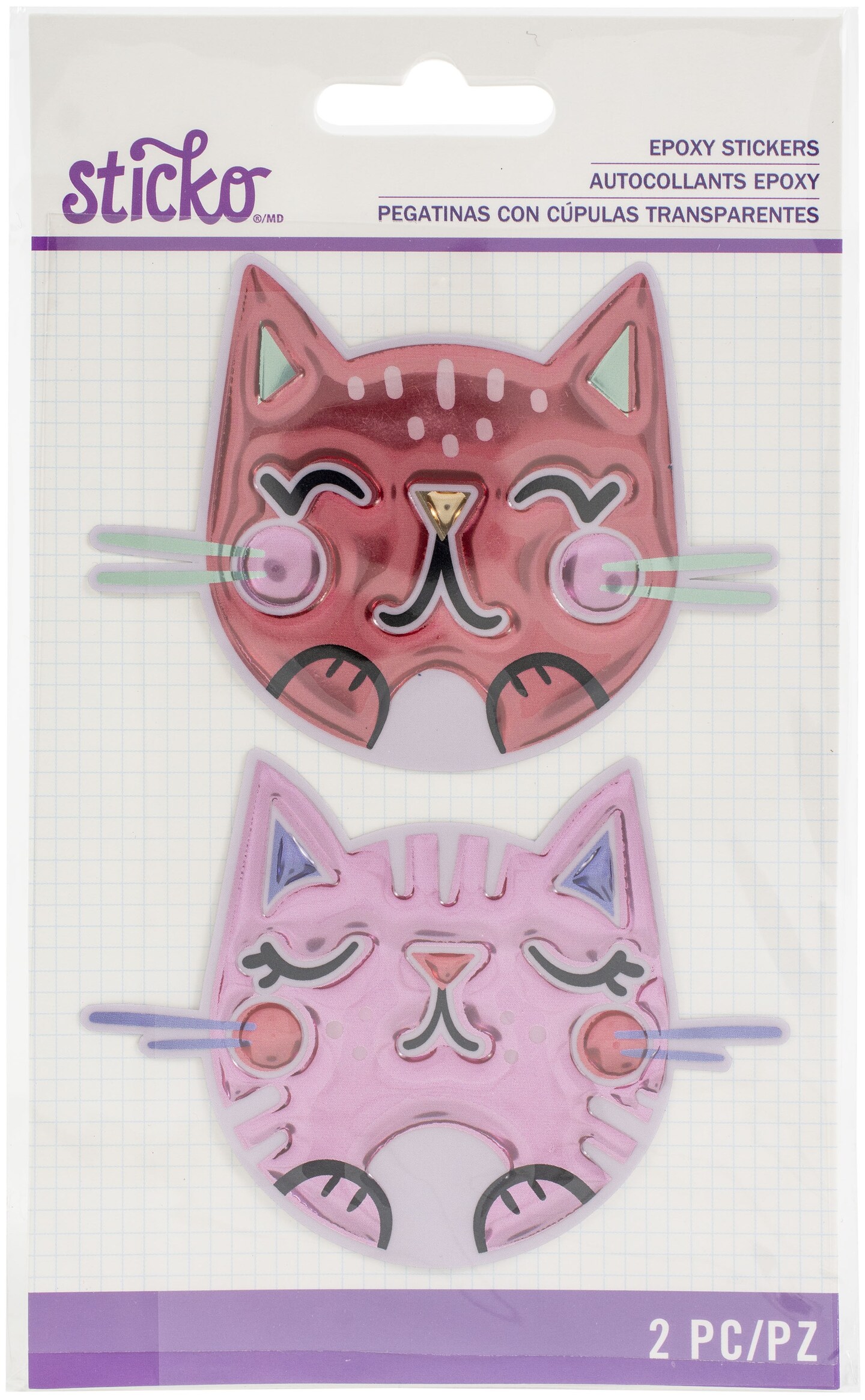 Sticko Raised Channel Epoxy Stickers-Doodle Cat Faces | Michaels
