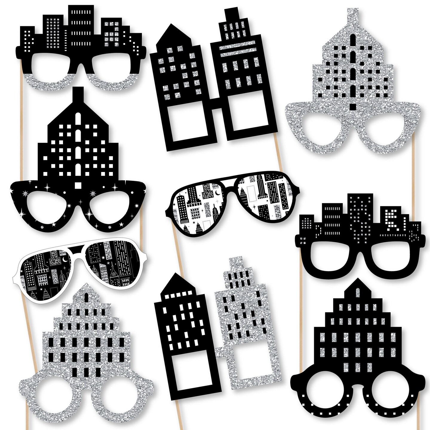 Big Dot of Happiness Nighttime City Skyline Glasses - Paper Card Stock ...