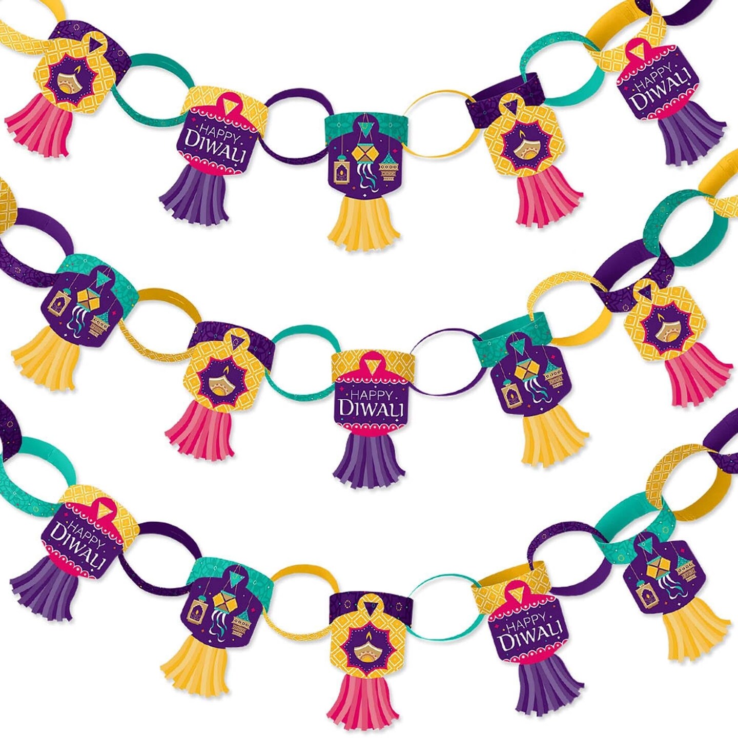 Big Dot of Happiness Happy Diwali - 90 Chain Links and 30 Paper Tassels ...