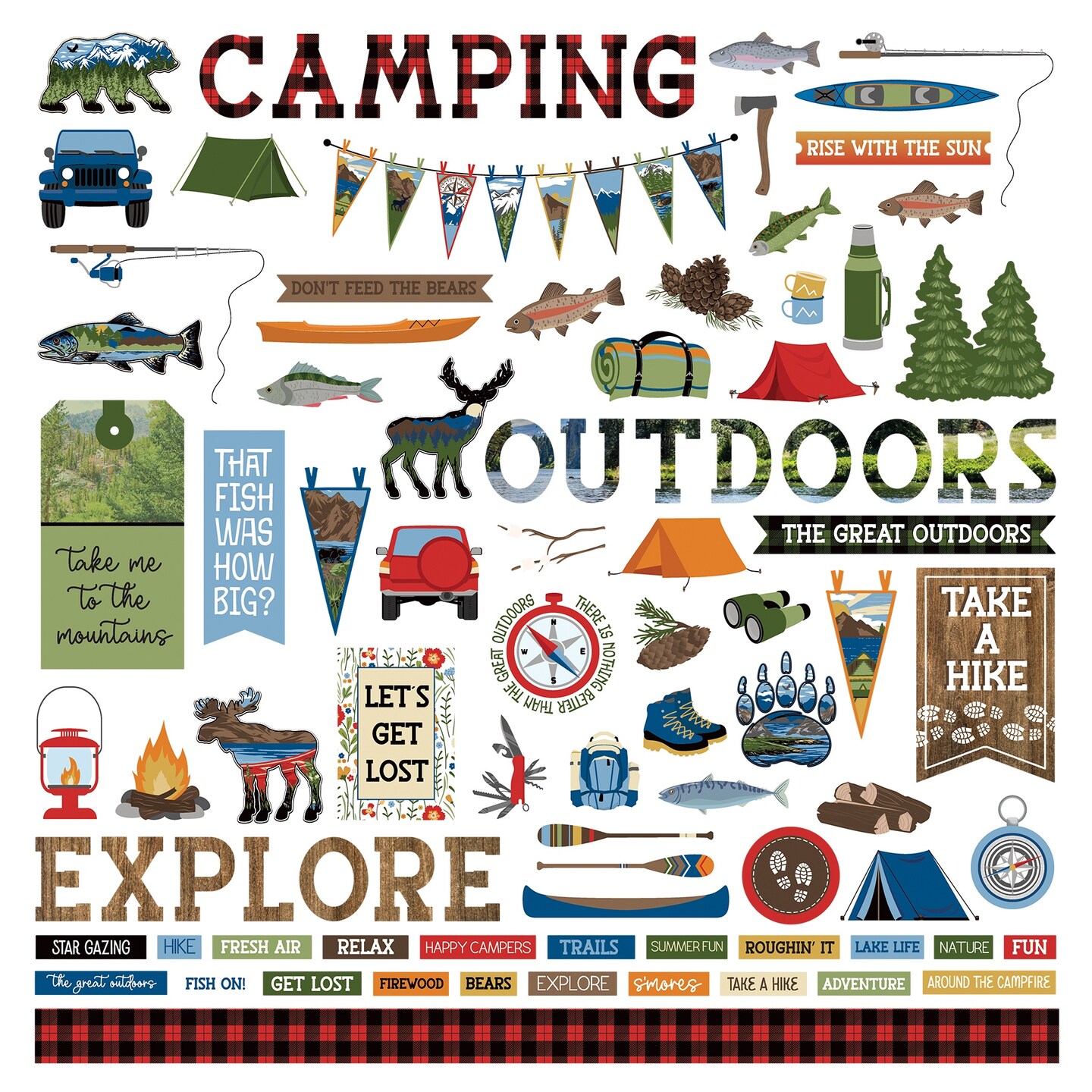The Great Outdoors Stickers 12"X12"-Elements | Michaels