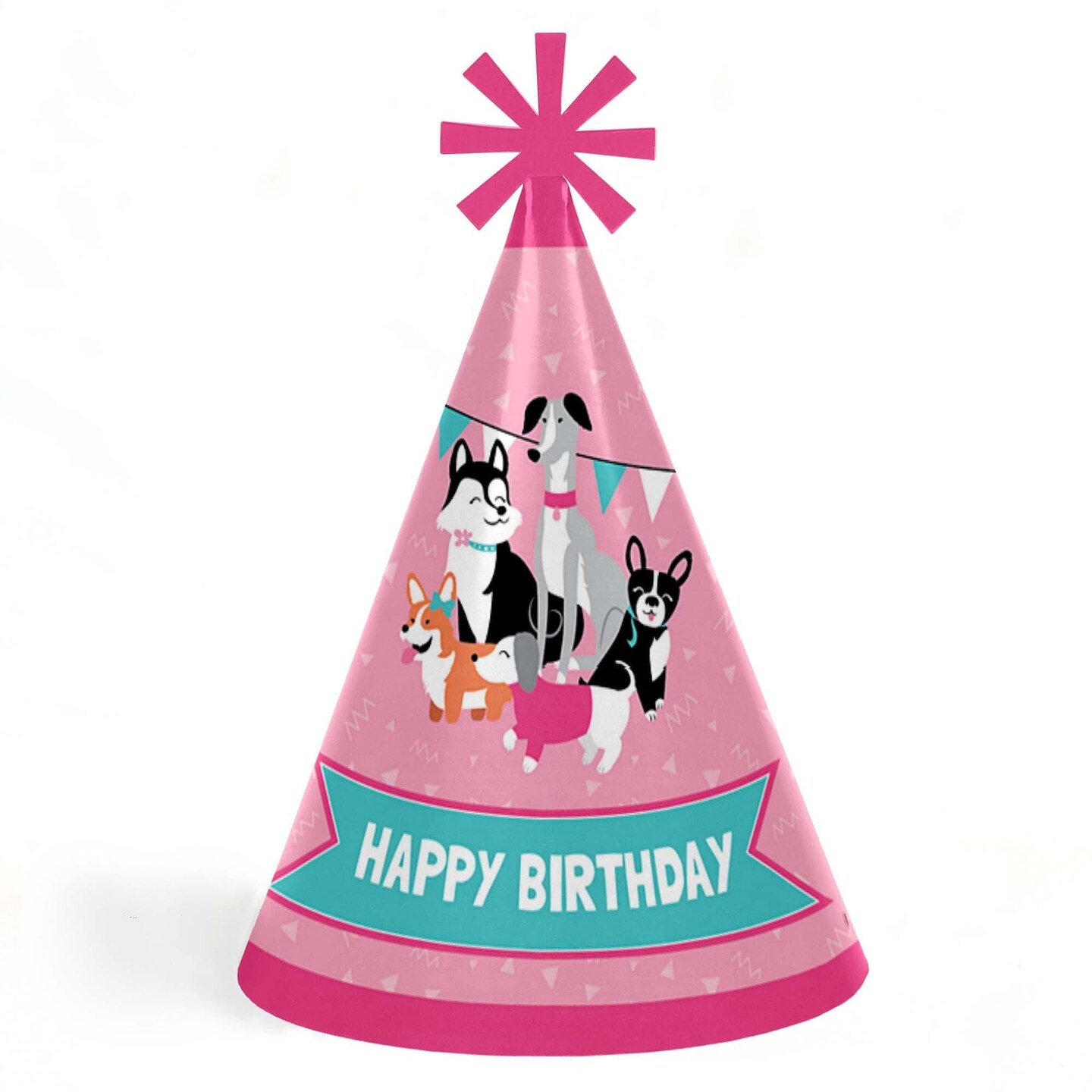 Big Dot of Happiness Pawty Like a Puppy Girl - Cone Happy Birthday ...