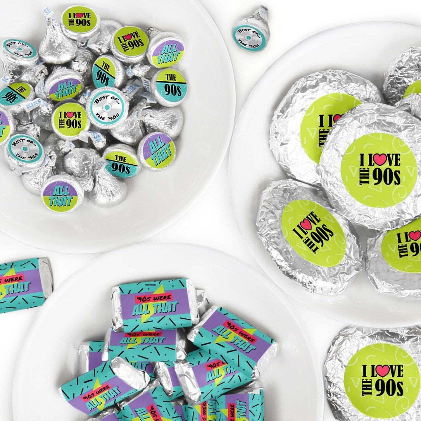Big Dot of Happiness 90's Throwback - Mini Candy Bar Wrappers, Round ...