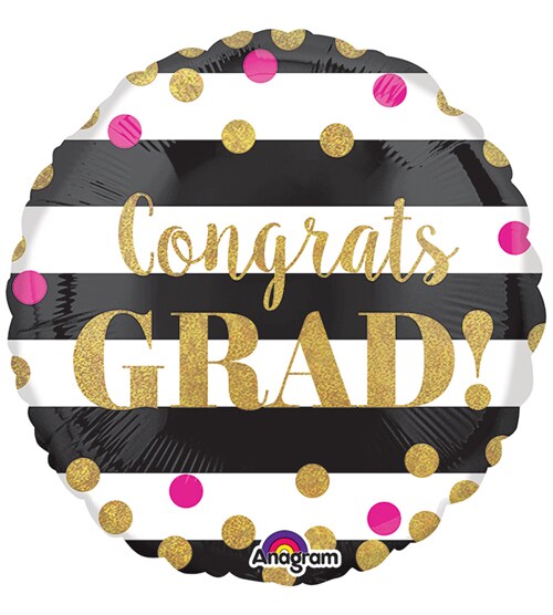 18-Inch Gold/Pink Confetti Grad Balloon | Michaels