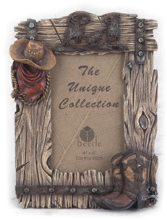 Old West Cowboy Hat and Boots Western themed Frame Art Accents Table ...