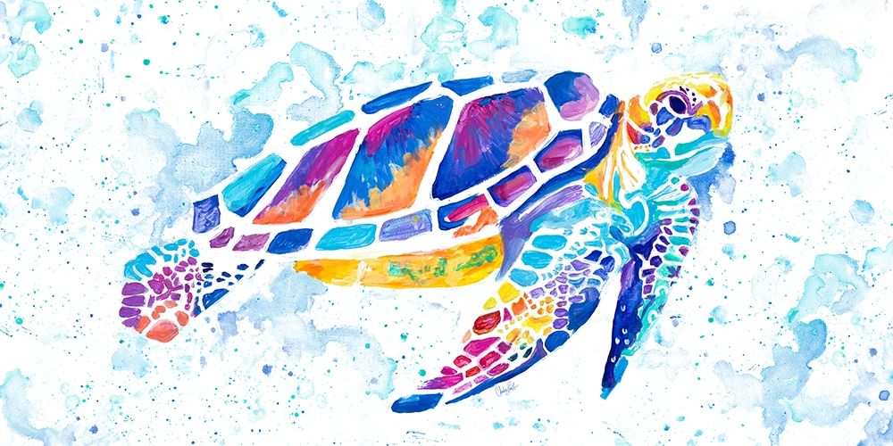 Vibrant Sea Turtle Poster Print by Chelsea Goodrich - Item ...