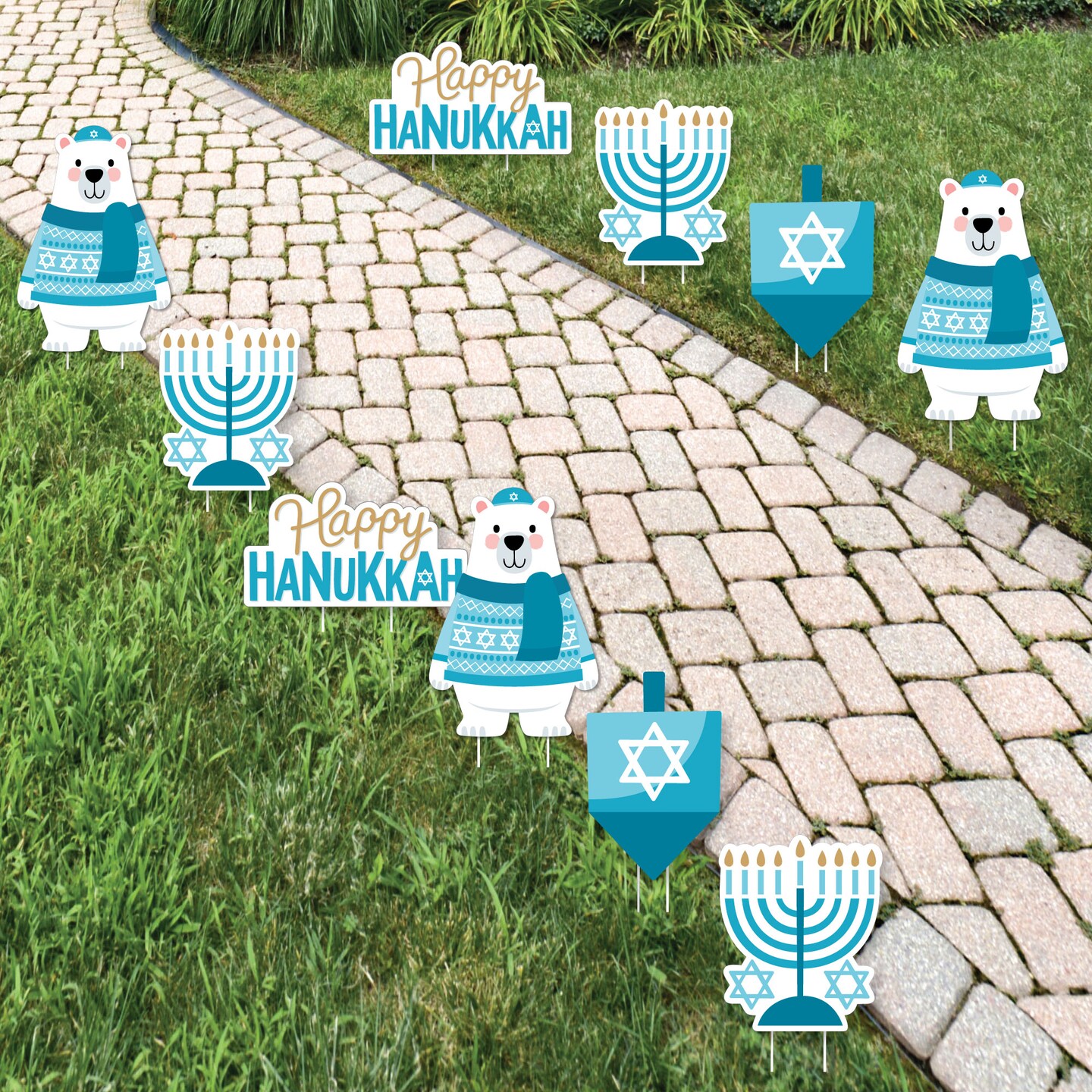 Big Dot of Happiness Hanukkah Bear - Polar Bear Dreidel Menorah Lawn ...