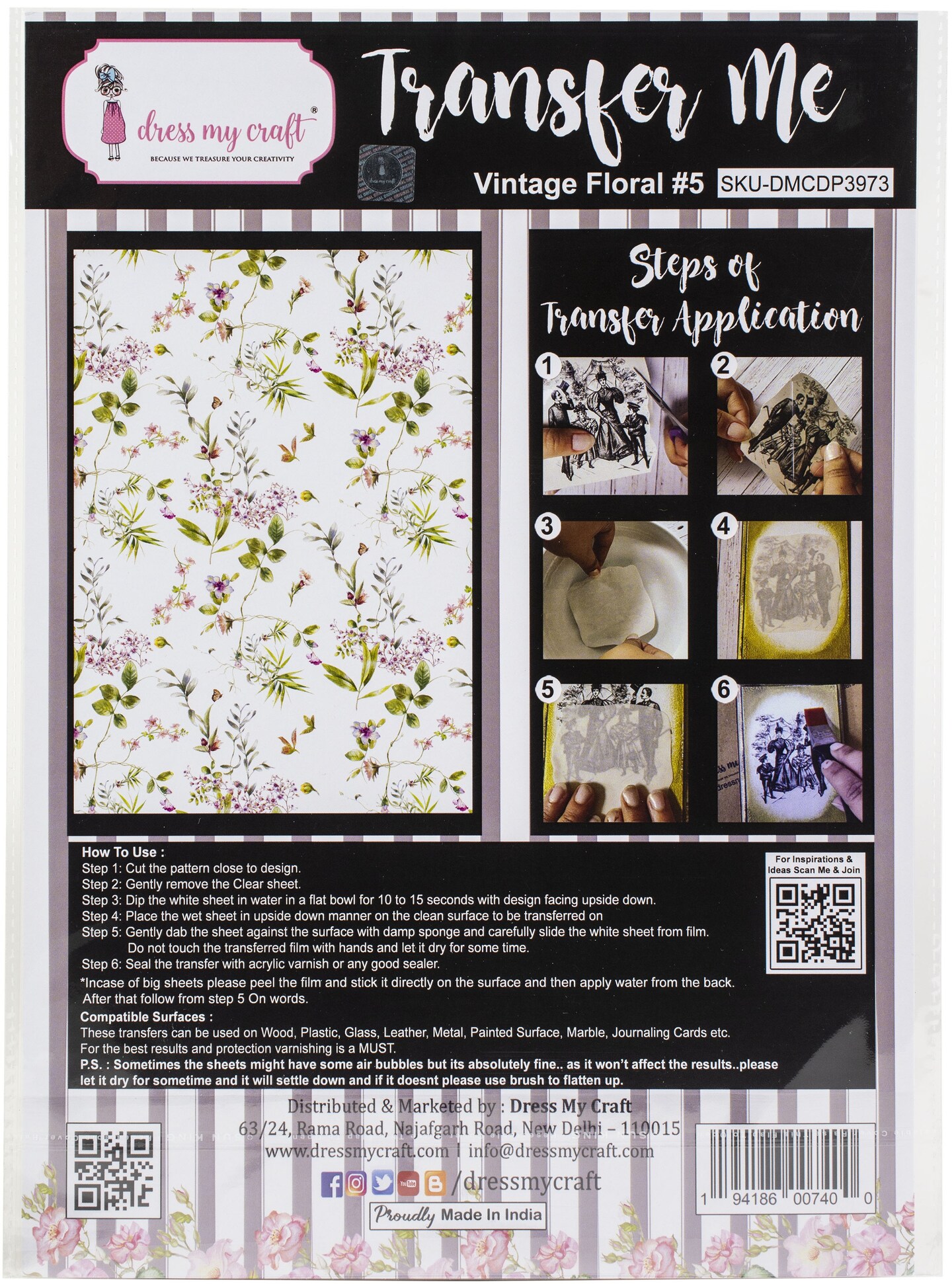 Dress My Craft Transfer Me Sheet A4-Vintage Floral #5 | Michaels