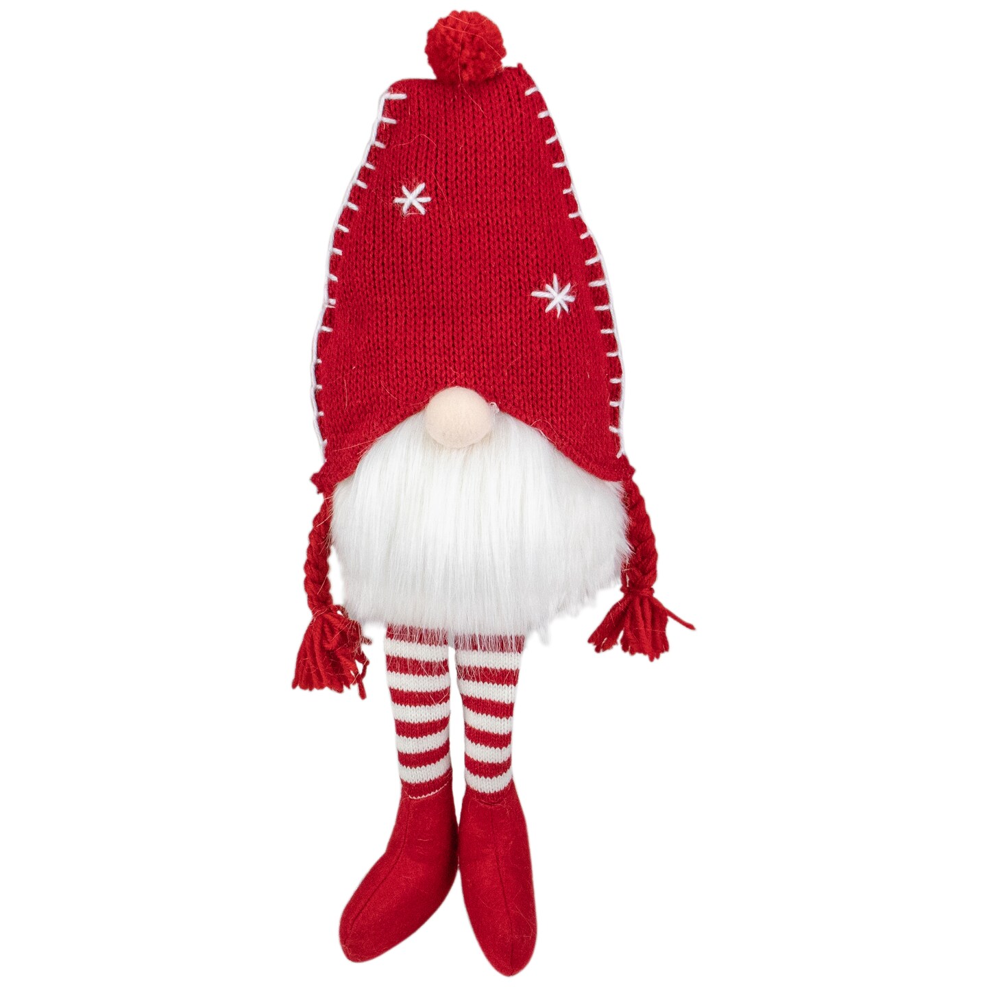 Northlight 18-Inch Plush Red and White Sitting Christmas Gnome Tabletop ...
