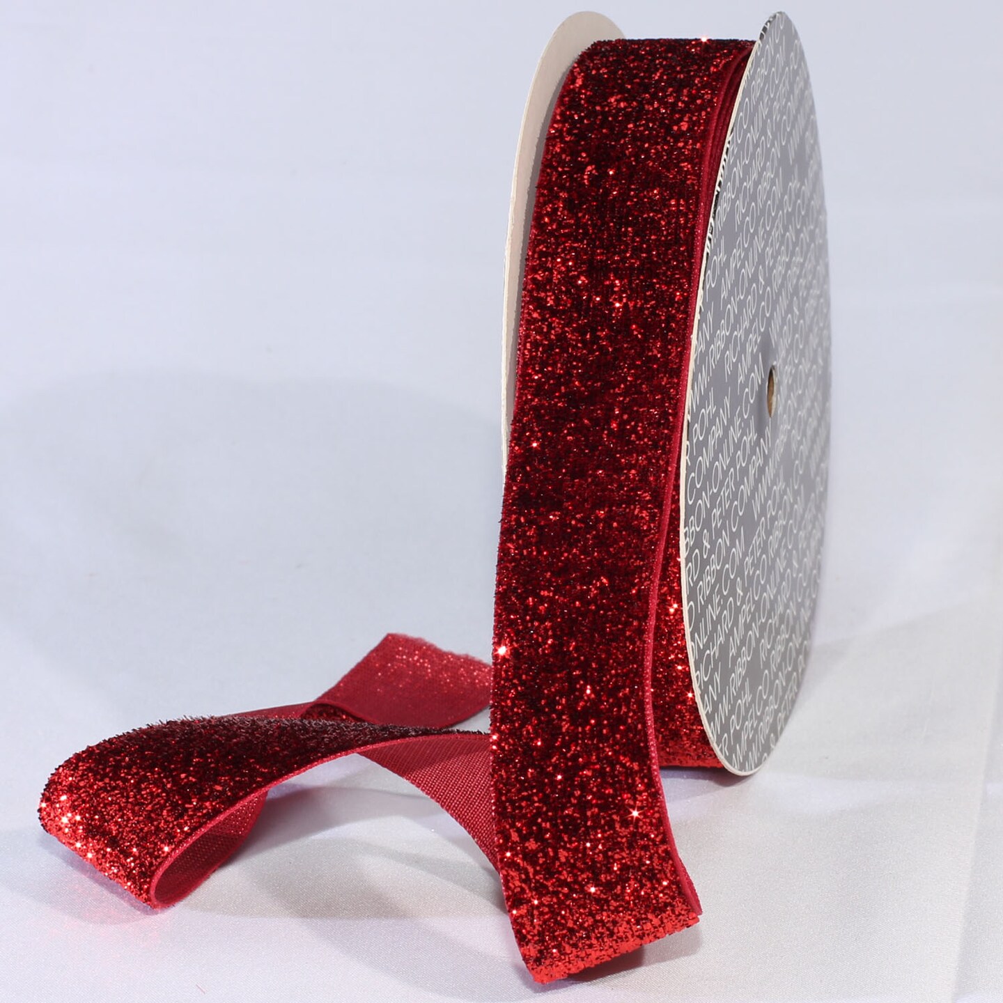 The Ribbon People Scarlet Red Glitter Woven Edge Velvet Craft Ribbon 1 ...