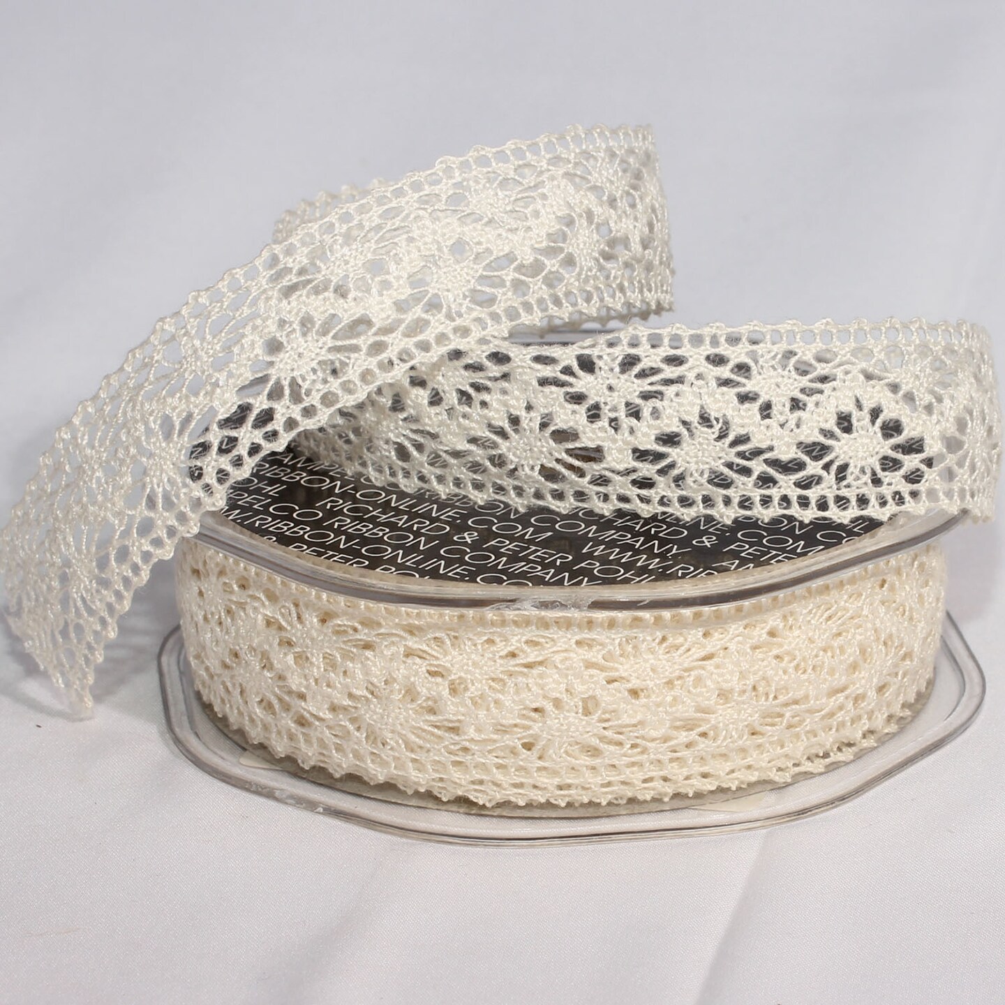 The Ribbon People Ivory Contemporary Floral Lace Craft Ribbon 1" x 40 ...