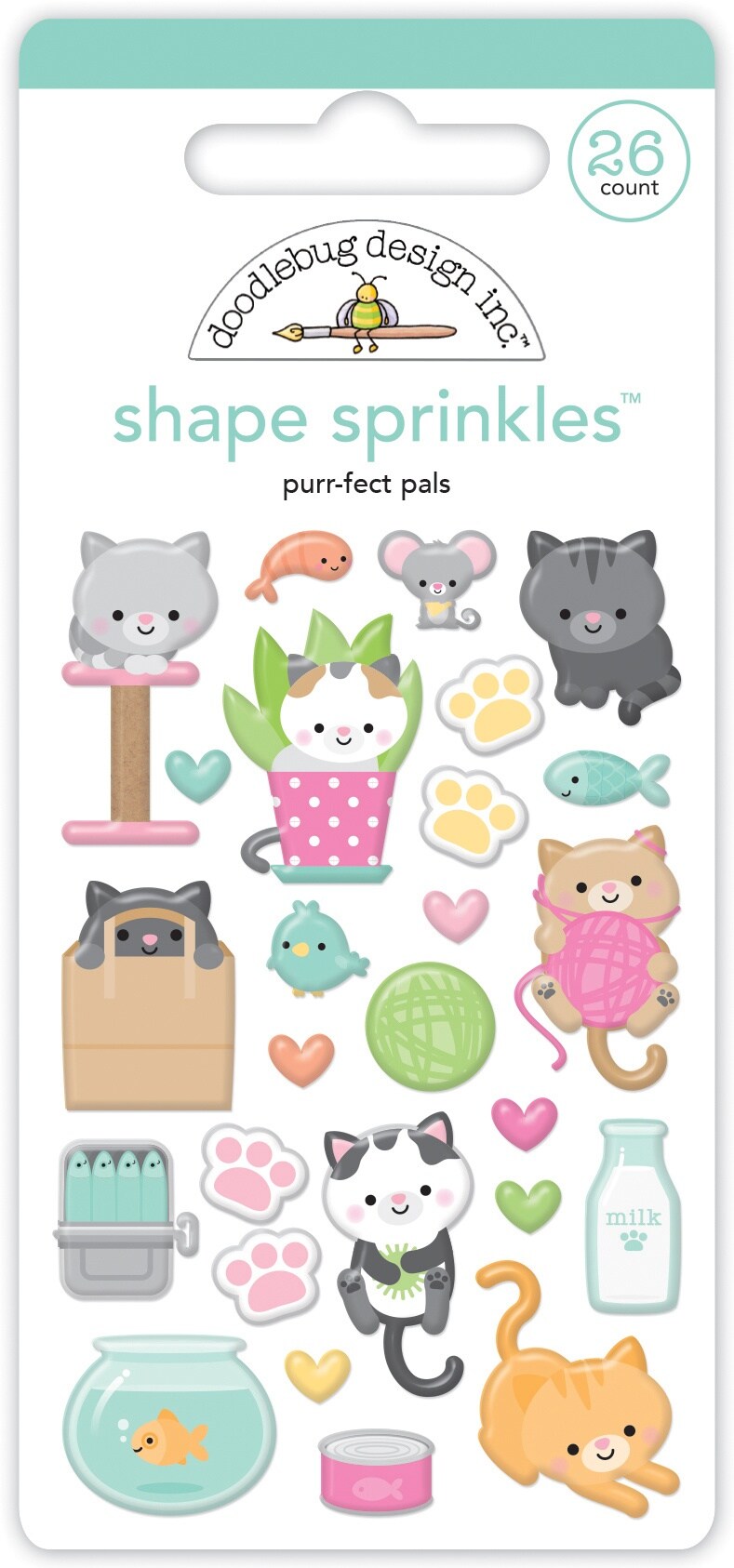 Doodlebug Sprinkles Adhesive Enamel Shapes-Purr-fect Pals | Michaels