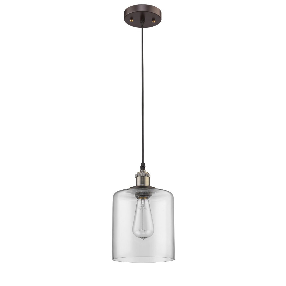 CHLOE Lighting 7 Inch Glass Shade Metal Pendant Light with Edison Bulb ...