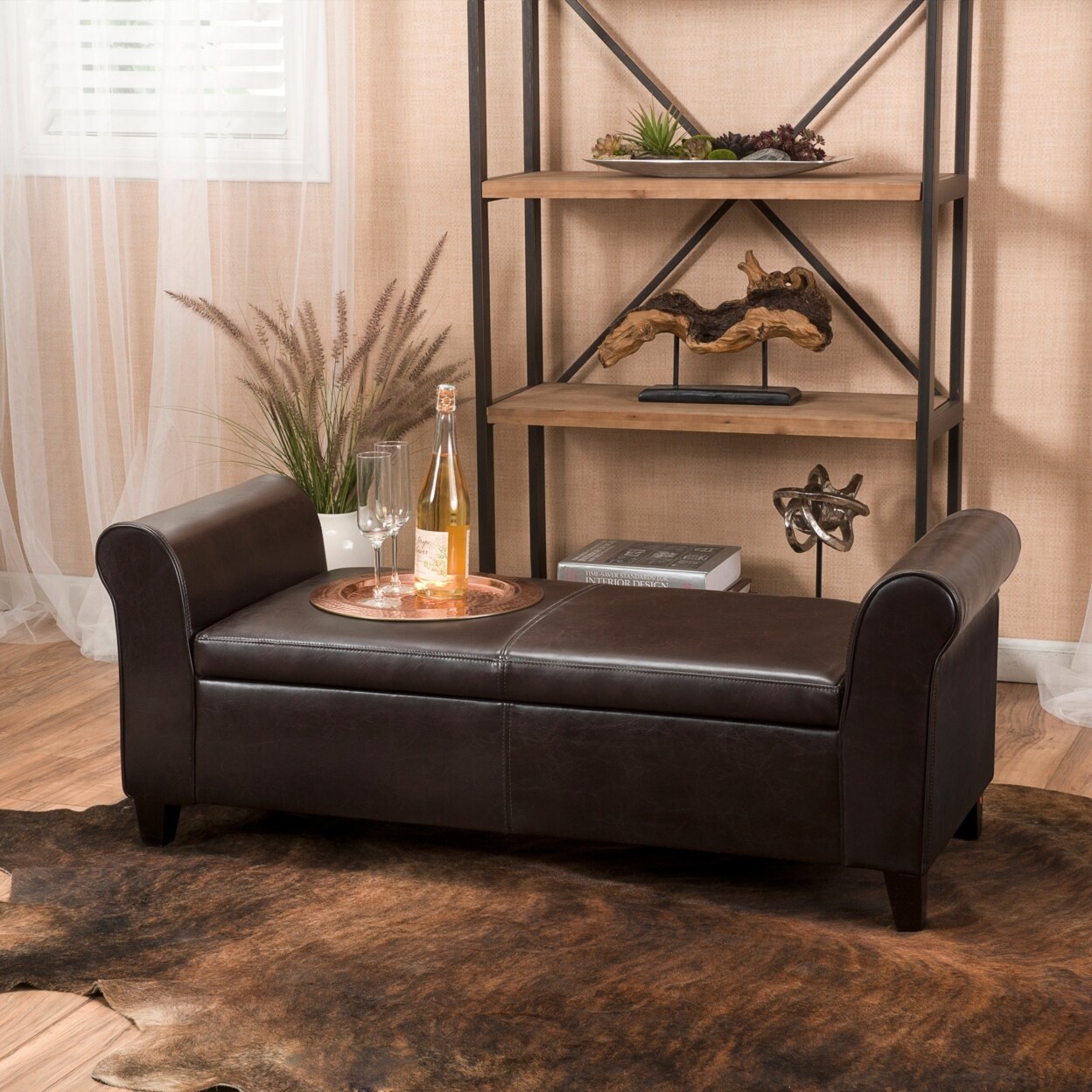 Armed storage ottoman store