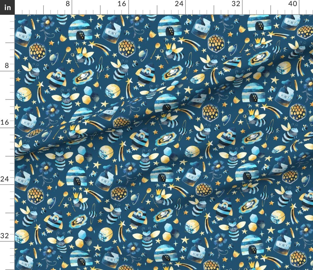 Various Fabrics by the Yard or Fat Quarter Whimsical Bees Outer Space ...