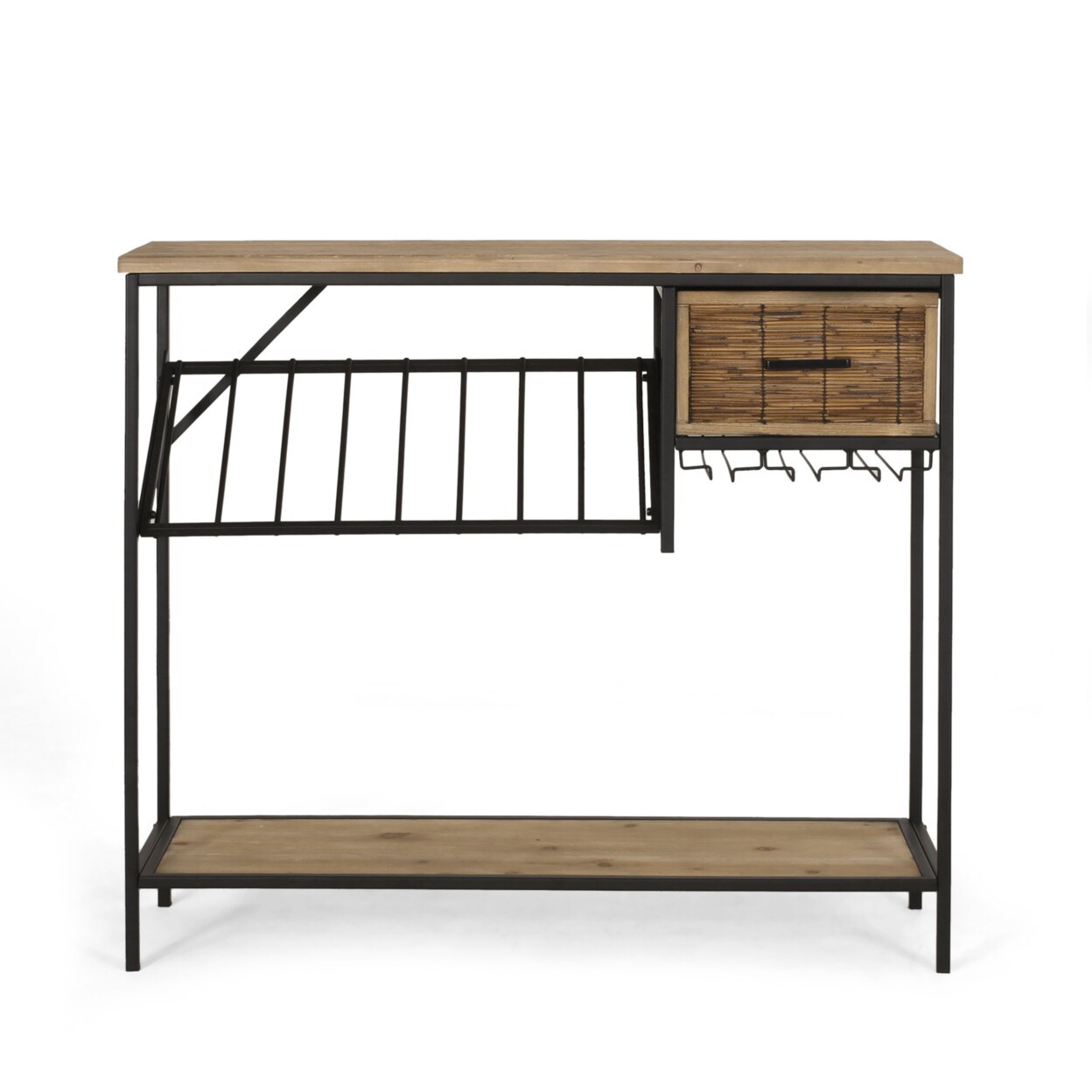 GDFStudio Broadwater Boho Industrial 8 Bottle Wine Rack Console Table ...