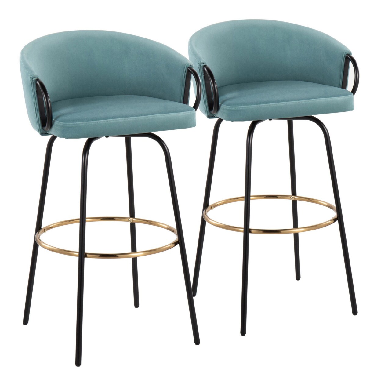 Lumisource Claire Contemporary Glam Barstool In Black Metal And Light ...