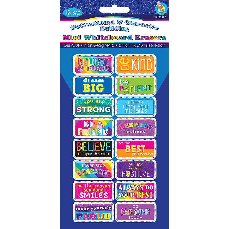 Non-Magnetic Mini Whiteboard Erasers, Motivational/Character Building ...