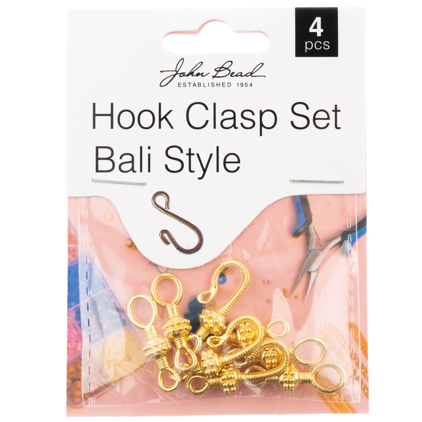 John Bead Bali Style Hook Clasp Set 25mm 4/Pkg-Gold | Michaels