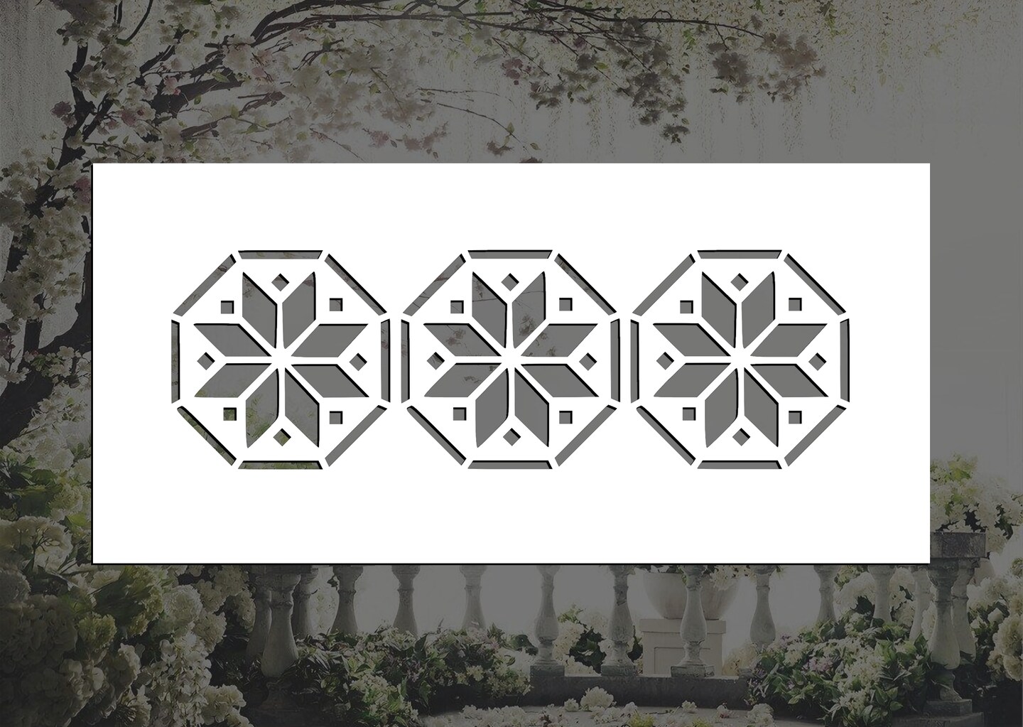 Geometric Flower Border Reusable Stencil (Many Sizes) | MakerPlace by ...