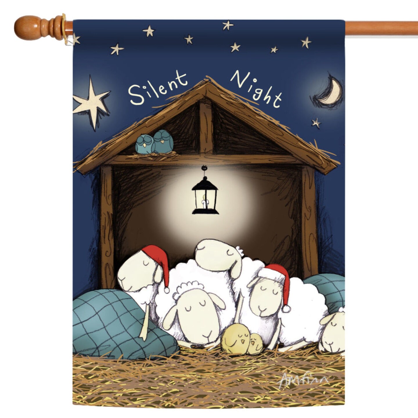 Toland Home Garden Silent Night Sheep Manger Christmas Outdoor Flag ...