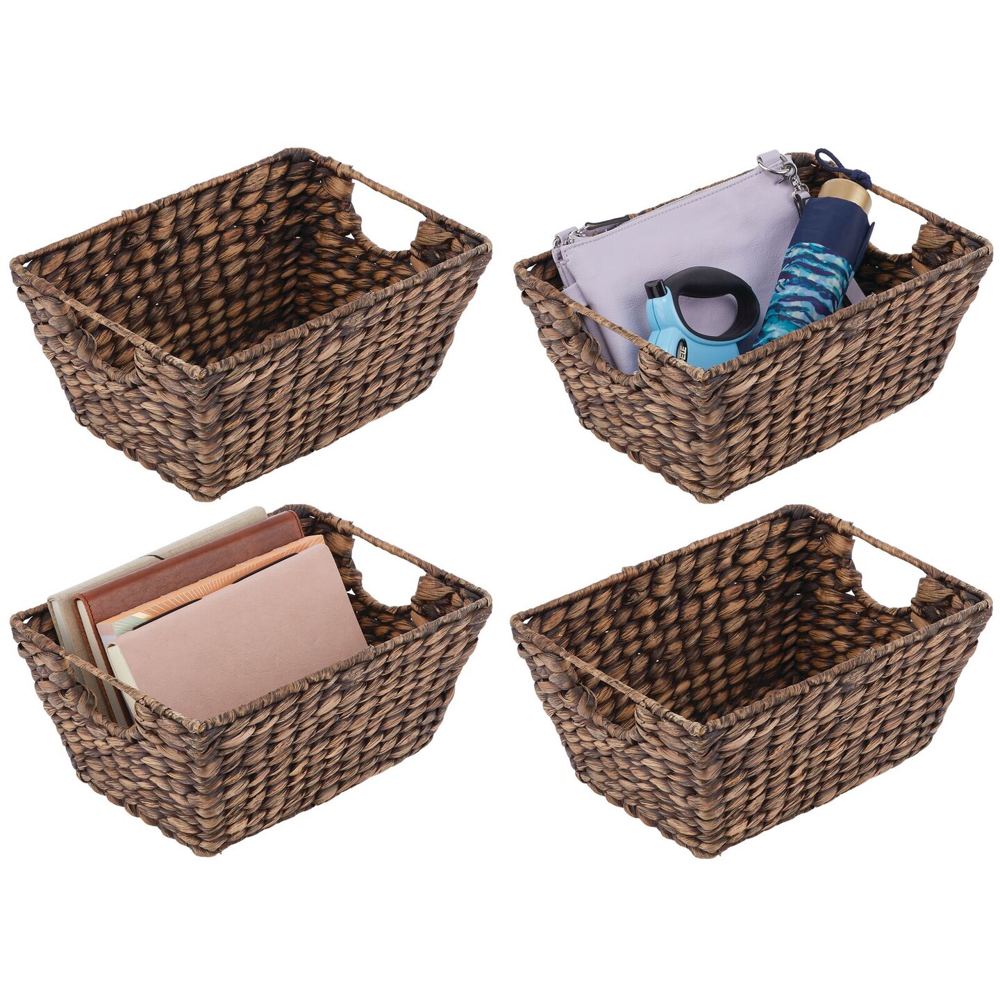 mDesign Woven Hyacinth Nesting Kitchen Storage Basket Bins, 4 Pack ...
