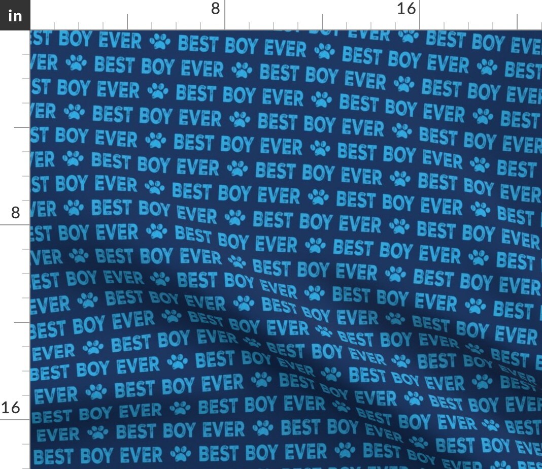 Best Boy Ever Paw Print Dog Blue Pet Animal Custom Printed Fabric by ...