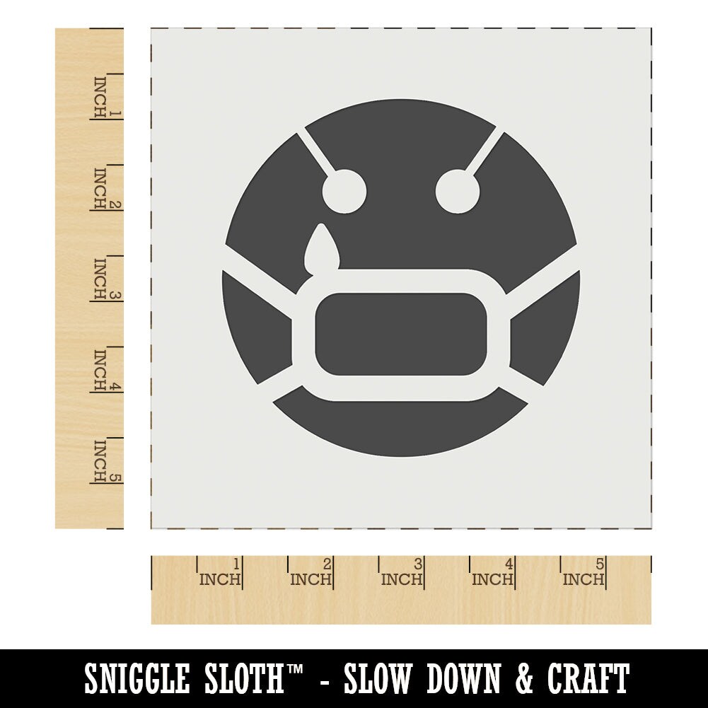 Sick Sad Face Mask Face Emoticon Wall Cookie DIY Craft Reusable Stencil ...