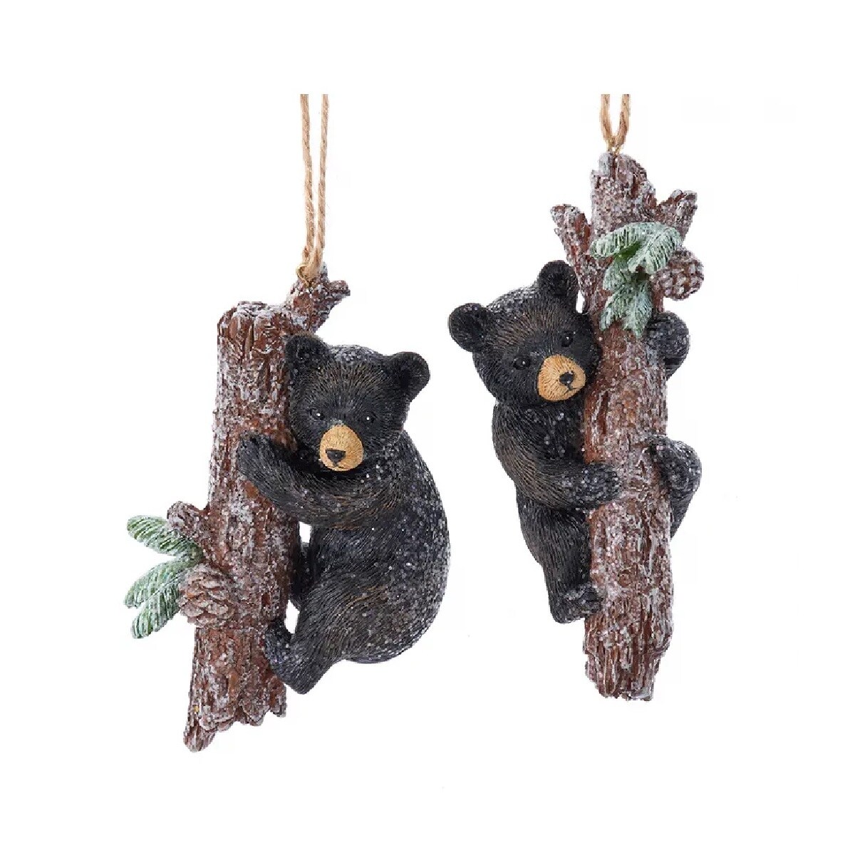KSA Set of 12 Black Bear with Mica Christmas Ornaments 4" | Michaels