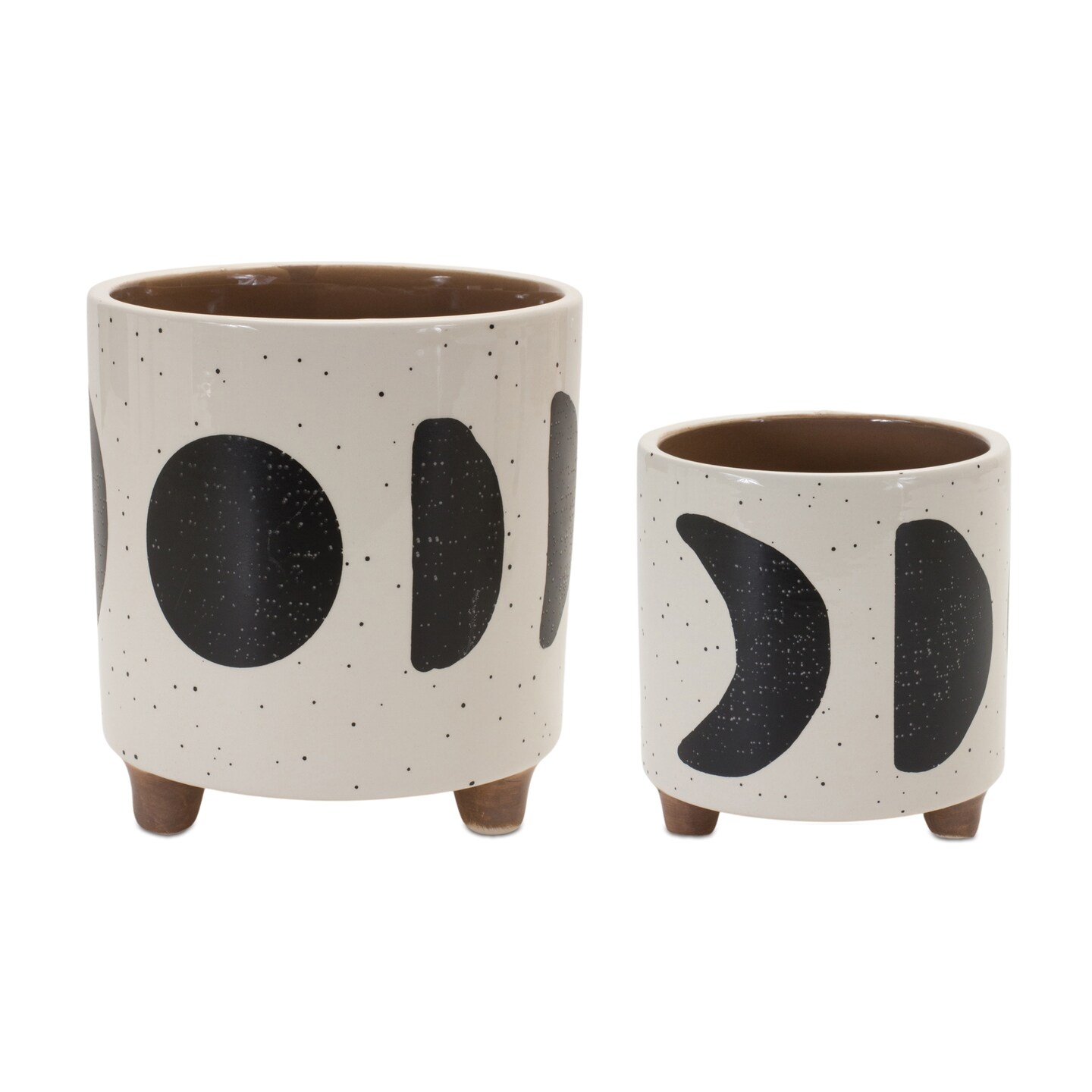 Melrose Footed Moon Phase Pots - 6" - White and Black - Set of 2 | Michaels