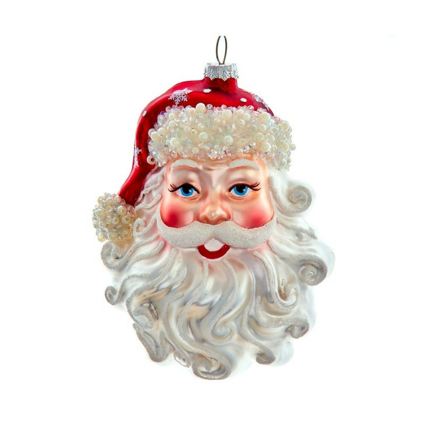 KSA Set of 6 Red and White Santa Head Christmas Ornaments 5.5" | Michaels