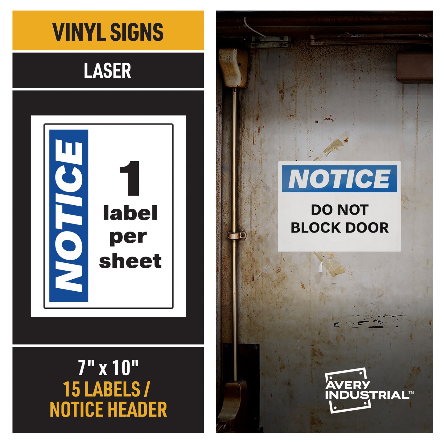 Avery Industrial Adhesive Vinyl Signs, 15ct, 7" x 10", Durable for ...