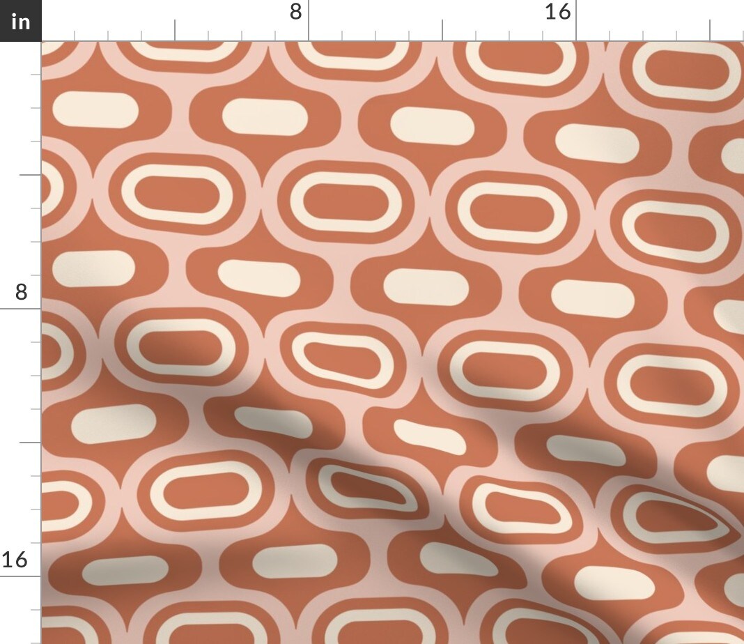 Pink Mod Retro 1960S Terracotta Blush Large Scale Custom Printed Fabric ...