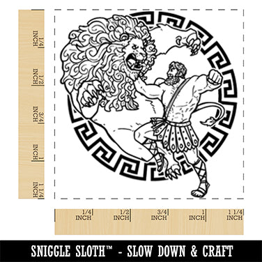 Hercules Nemean Lion Greek Mythology Square Rubber Stamp for Stamping ...