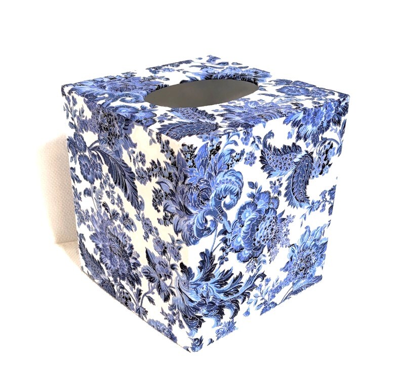 Blue and White Floral Square Tissue Box Cover | MakerPlace by Michaels