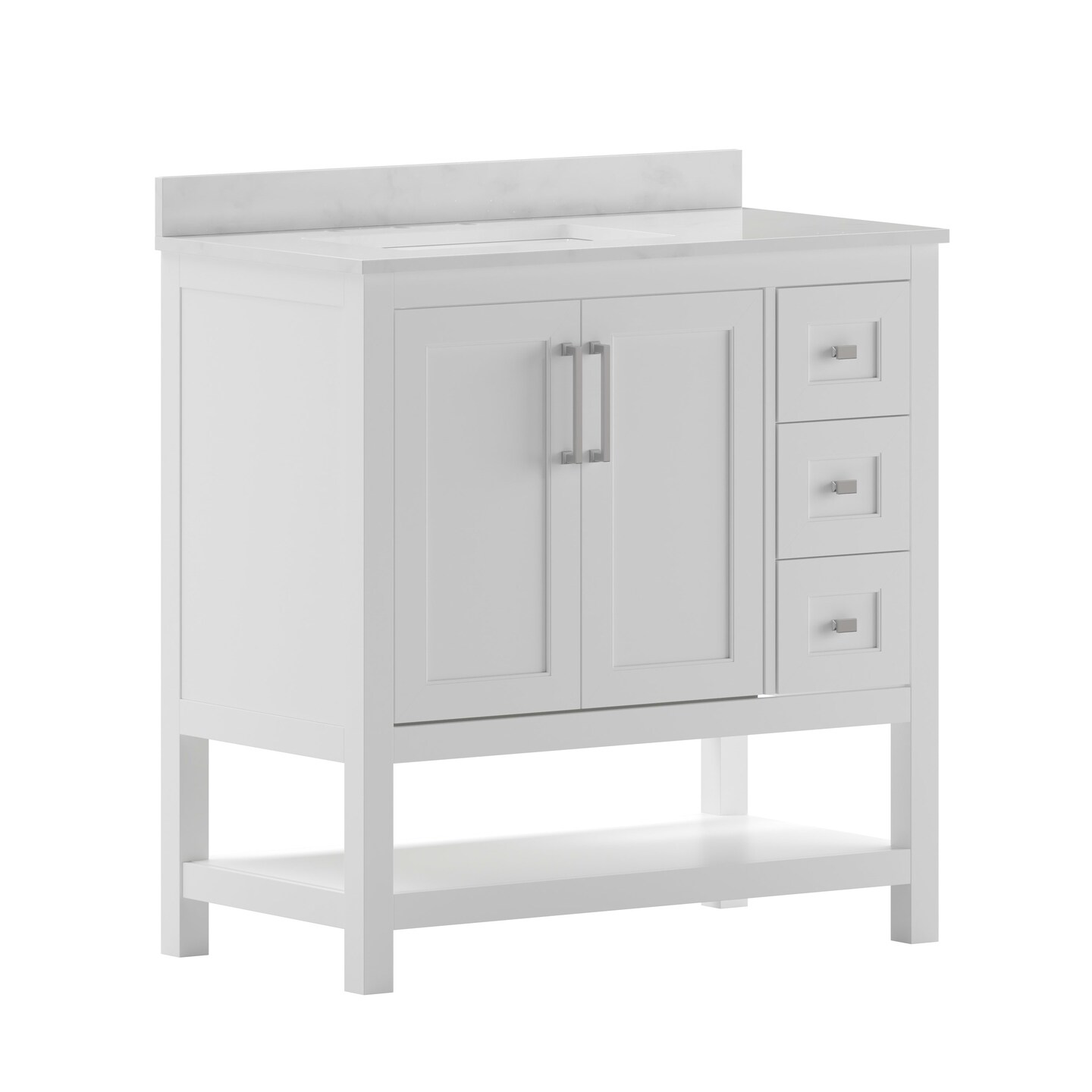 Merrick Lane Vigo Bathroom Vanity with Ceramic Sink, Carrara Marble ...
