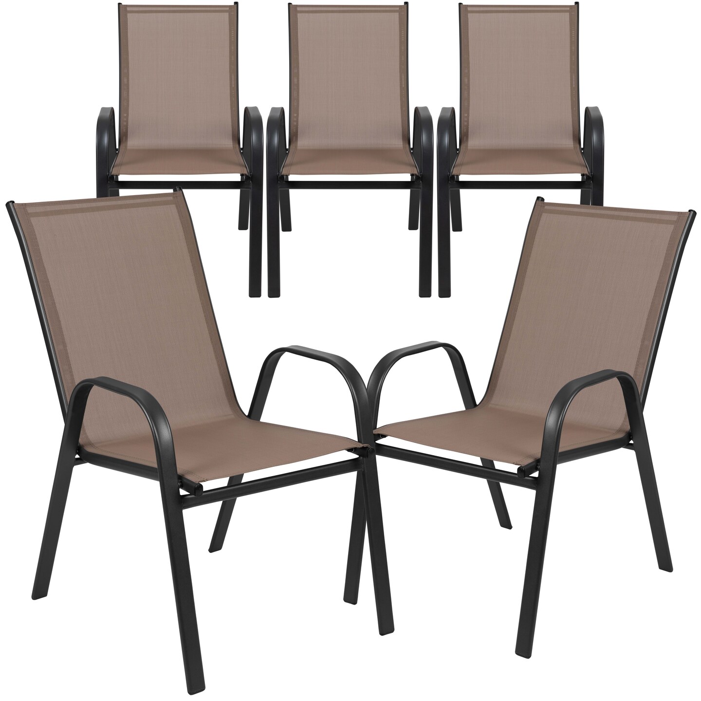 Emma and Oliver 5 Pack. Outdoor Stack Chair with Flex Comfort Material and Metal Frame Michaels